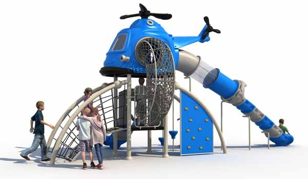 Outdoor Helicopter Theme Playground Play Rope Bridge